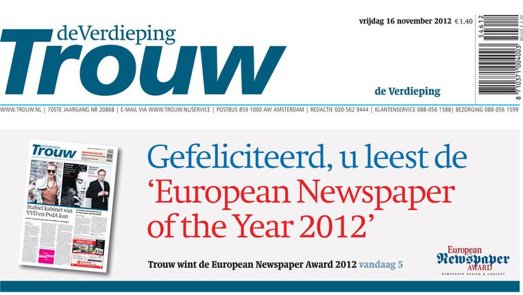 Trouw maakt de mooiste krant van Europa | TROUW